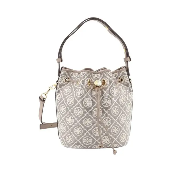 Tory Burch T Monogram Coated Jacquard Bucket Bag 'charcoal