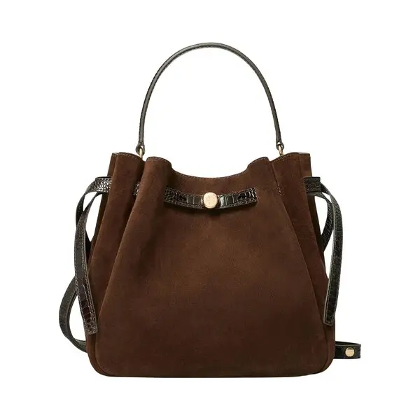 Tory Burch Romy Suede Bucket Bag 'dark Cocoa - Brown