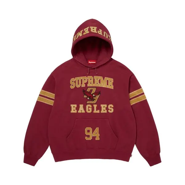 Supreme Rhinestone Eagle Hooded Sweatshirt 'cardinal