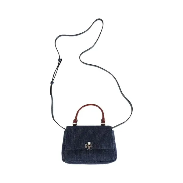 Tory Burch Charlie Denim Top Handle Chain Wallet 'midnight