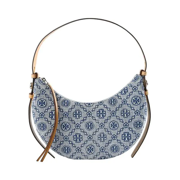 Tory Burch Romy Denim Half Moon Bag 'powder