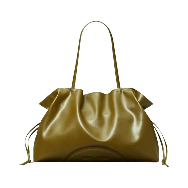 Tory Burch Natuura Drawstring Tote Bag 'dark Olive - Green