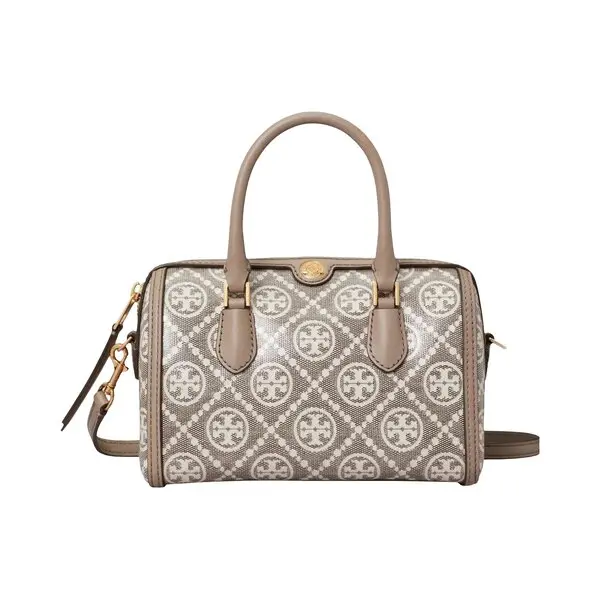 Tory Burch T Monogram Coated Jacquard Petite Barrel Bag 'charcoal