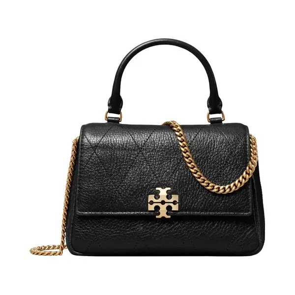 Tory Burch Mini Charlie Quilted Top Handle Crossbody Bag - Black