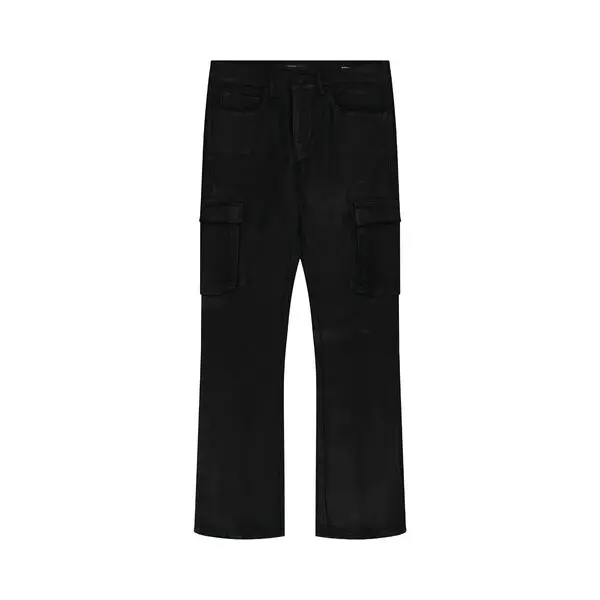PURPLE BRAND Coated Cargo Flare Jeans