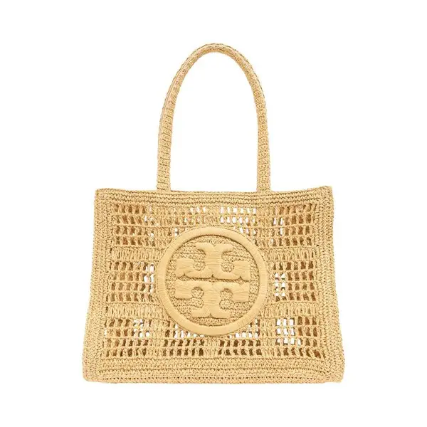 Tory Burch Ella Hand-crocheted Small Tote 'natural - Tan
