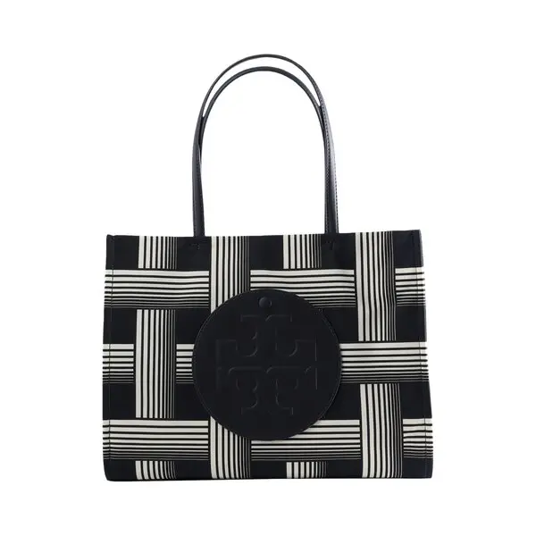 Tory Burch Ella Printed Small Tote Bag 'block Print - Black
