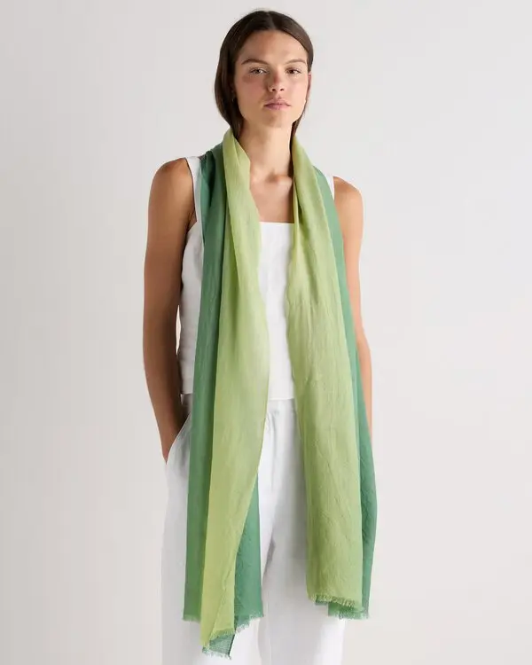 Quince Featherweight Merino Wool Dip-dye Scarf - Mint/leaf Green