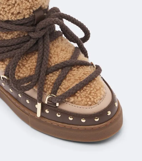 Inuikii Curly Rock Studded Shearling Snow Boots - Brown