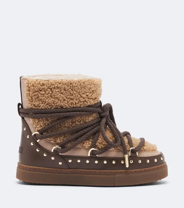 Inuikii Curly Rock Studded Shearling Snow Boots - Brown