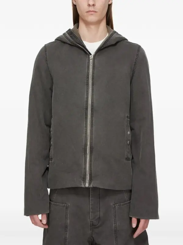 Rick Owens Padded Denim Jacket With Zip Closure - Grigio