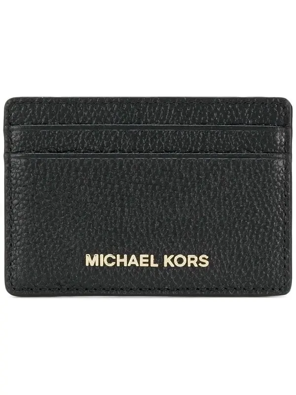 Michael Kors Mini Leather Card Holder With Logo Detail - Black