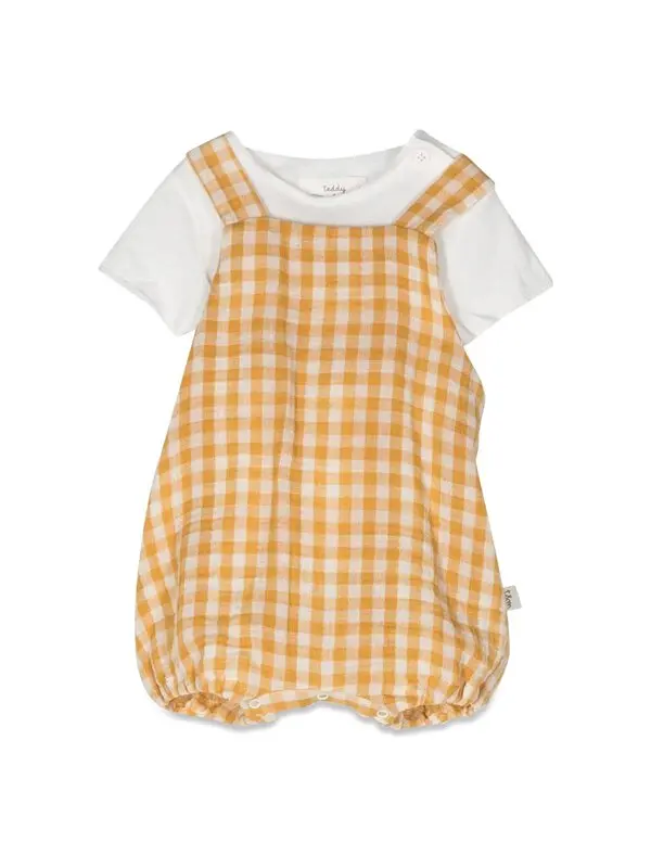 TEDDY & MINOU Mini Checkered Romper Set With T-shirt - Multicolour