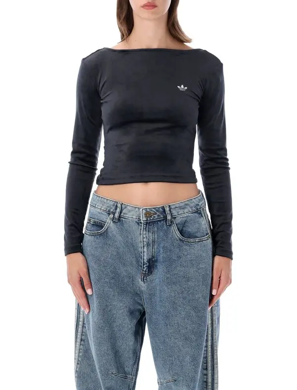 ADIDAS ORIGINALS Long Sleeve Cropped Top With Boatneck - Nero