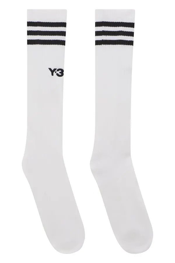 ADIDAS Y-3 Knee-high Socks With Stripe Detail - White