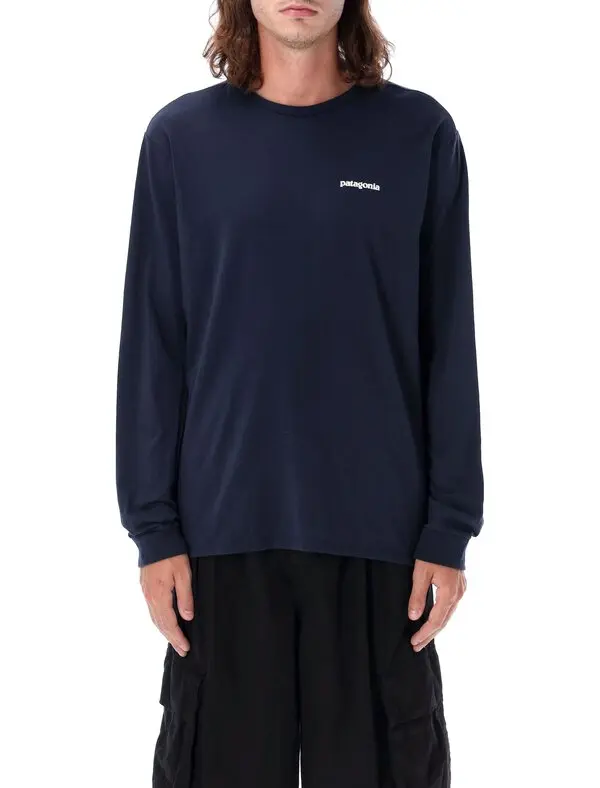 Patagonia P-6 Long-sleeve Logo T-shirt In Recycled Fabric - Blu