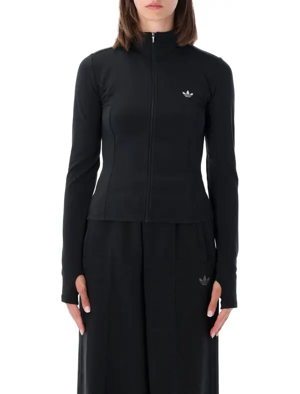 ADIDAS ORIGINALS Recycled Knit Zip-up Top - Nero