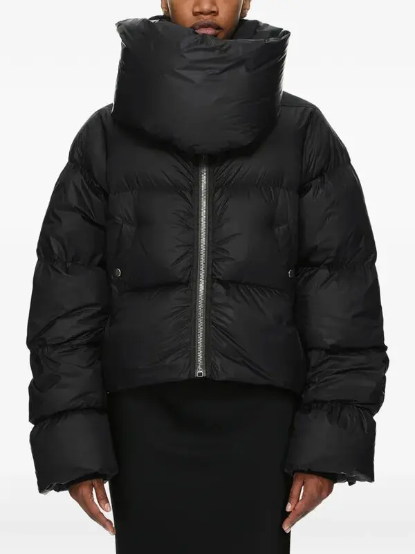 Rick Owens Padded Funnel-neck Coat With Front Zip And Snap-pocket Details - Viola