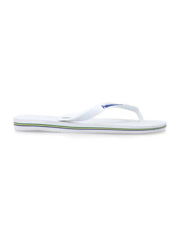 Havaianas Brasil Logo Rubber Flip-flops With Striped Sole - Bianco