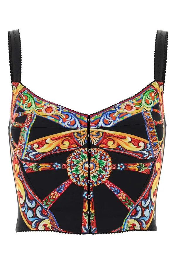 Dolce & Gabbana Printed Charmeuse Top