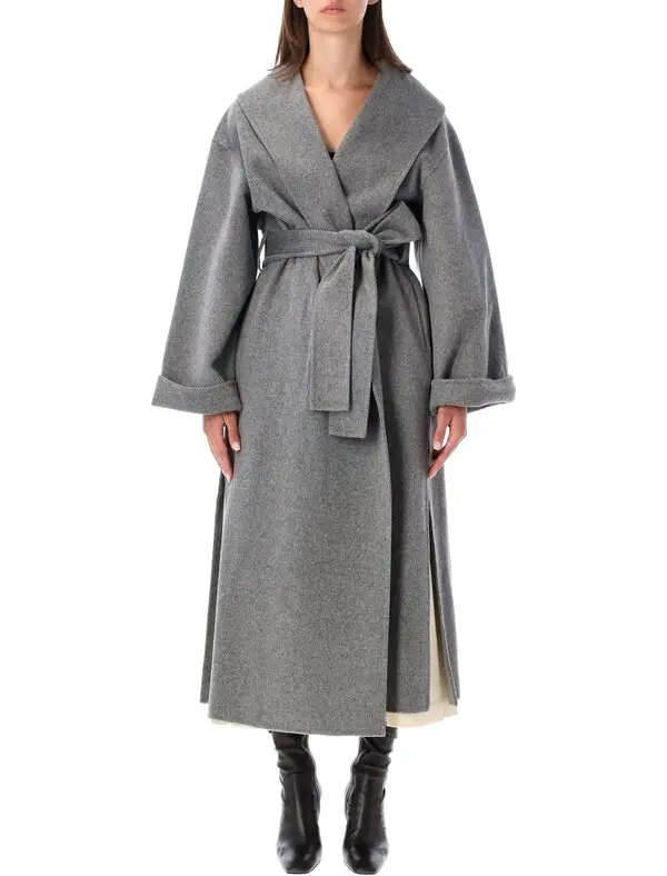 BY MALENE BIRGER Wool Wrap Coat With Tie Belt