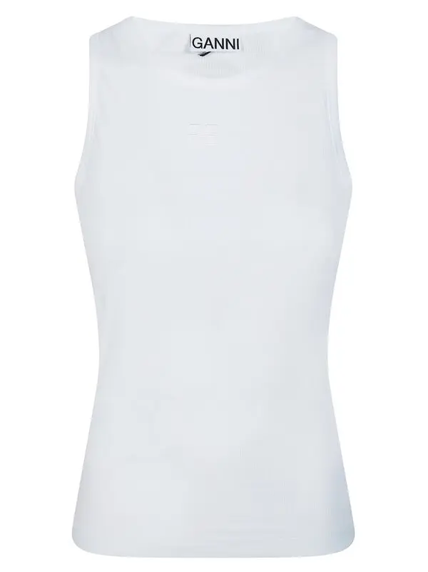 GANNI Tank Top Costina - Bianco