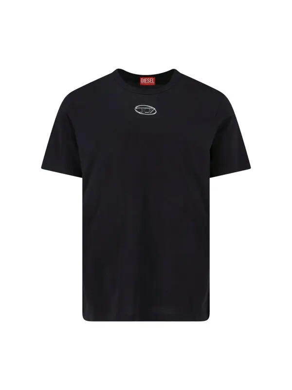 DIESEL® 100% Cotton Crew Neck T-shirt - Black