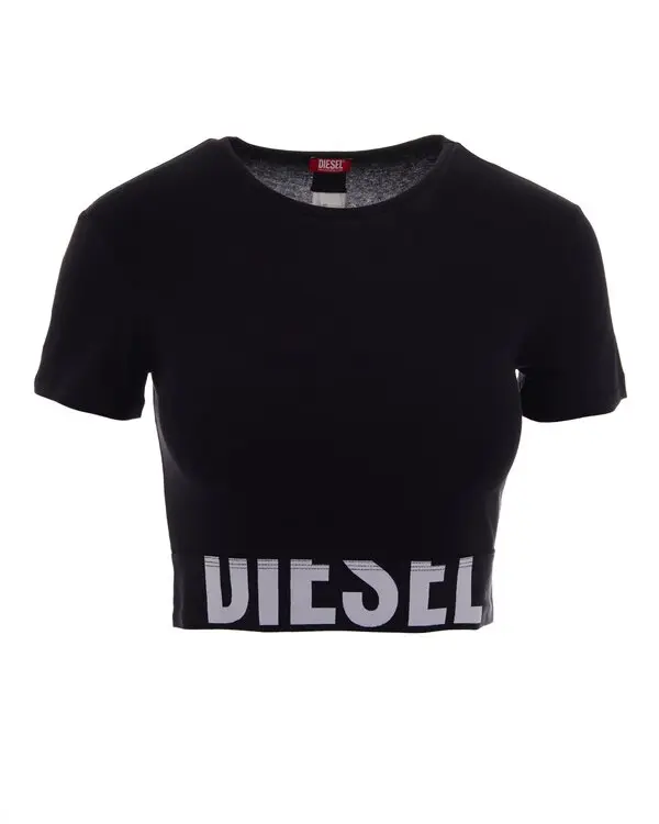 DIESEL® Logo Hem Cropped T-shirt - Black