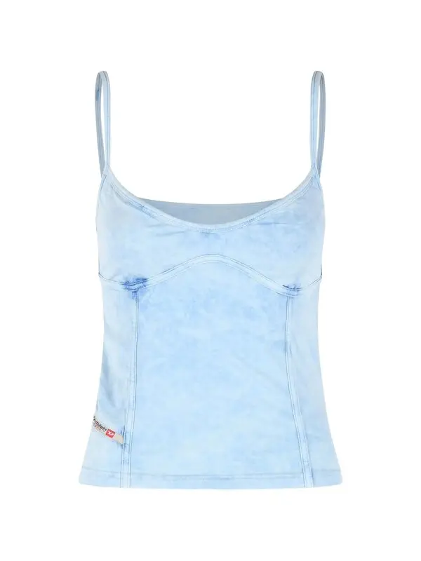 DIESEL® Fitted Denim-effect Logo Top - Blu