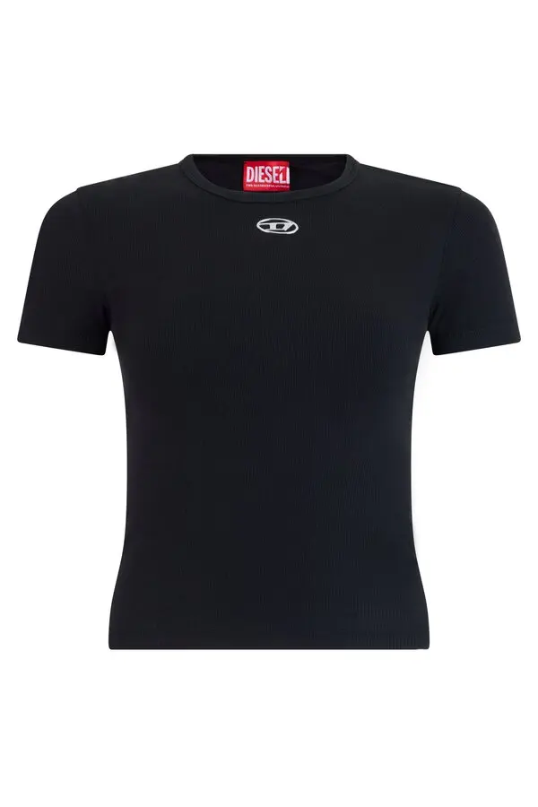 DIESEL® Oval D Logo Stretch Cotton T-shirt For - Black