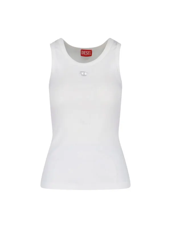 DIESEL® Slim Fit Ribbed Cotton Blend Tank Top - White