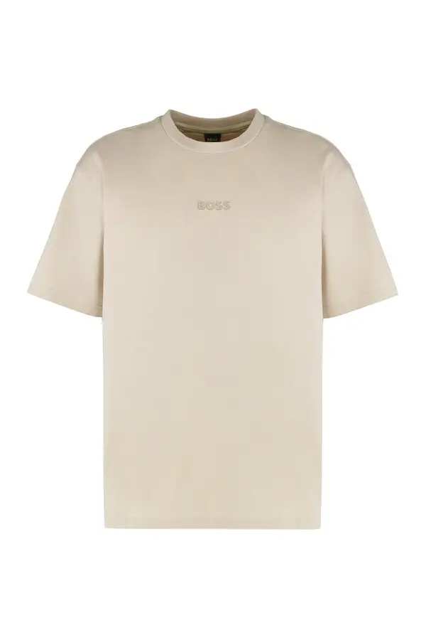 BOSS Crew Neck T-shirt For Short Sleeves - Beige
