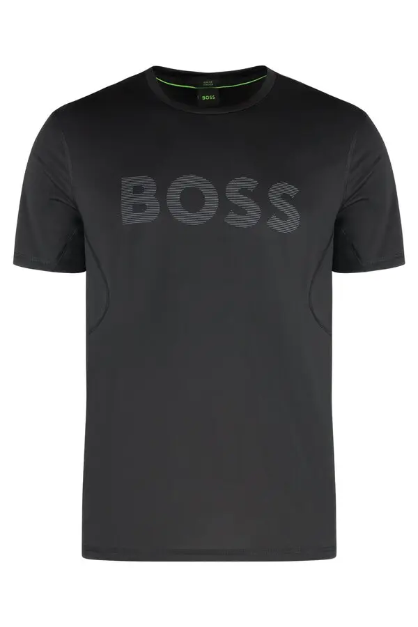BOSS Tech-blend Slim-fit T-shirt With Ribbed Crew Neck