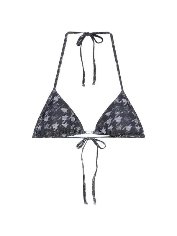 DIESEL® Triangle Bikini Top With All-over Print And Adjustable Ties