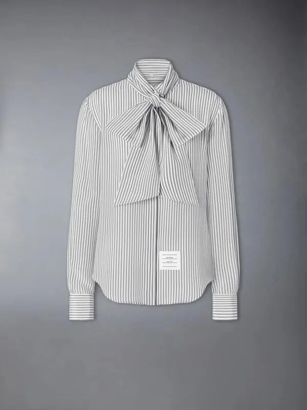Thom Browne Silk Shirt With Detachable Collar - Med Grey
