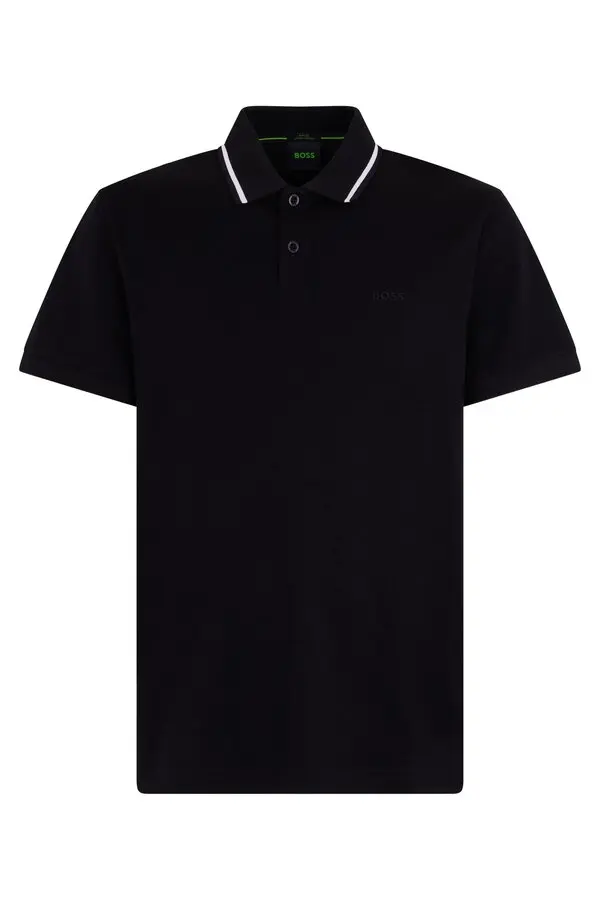 BOSS Cotton Polo Shirt With Short Sleeves - Black