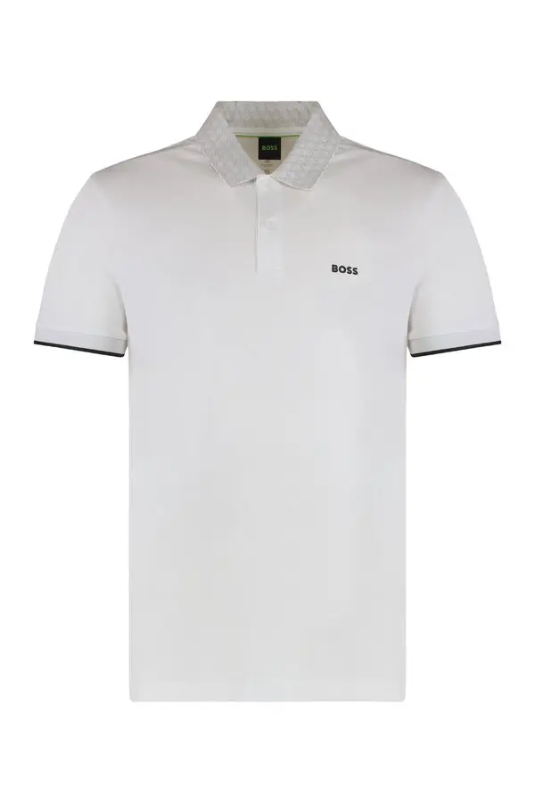 BOSS Sporty Polo With Hexagonal Print Collar