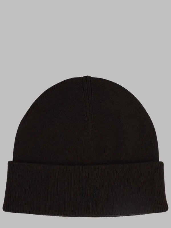 Fred Perry Ribbed Knit Beanie - Brown
