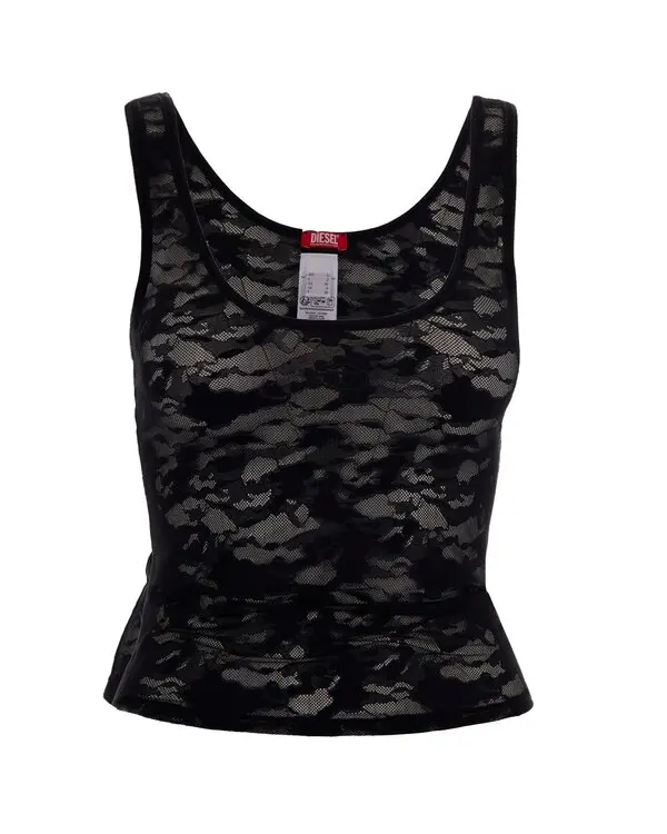 DIESEL® Lace Mesh Tank Top - Ebony