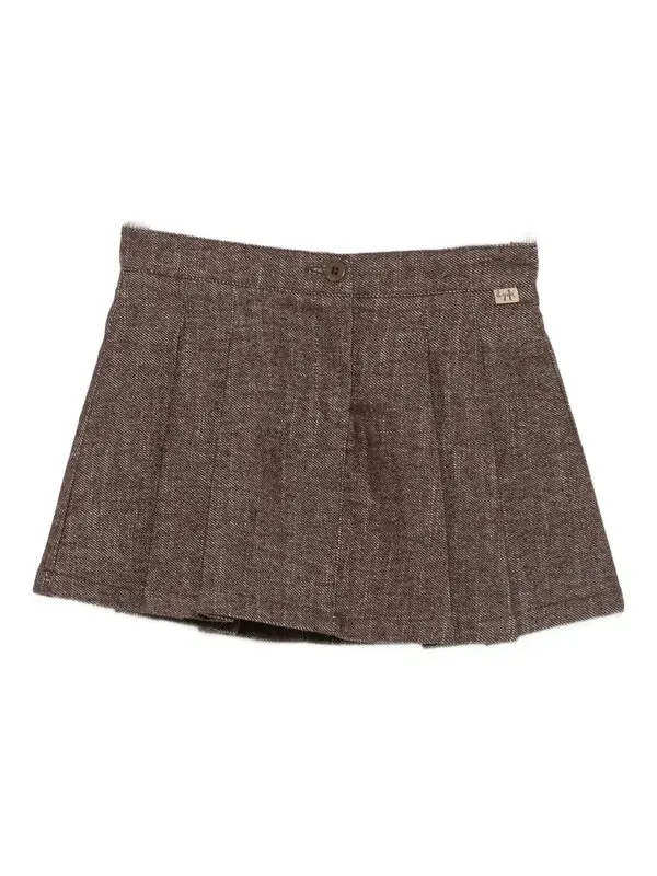 IL GUFO Pleated Mini Skirt With Zip And Button Closure