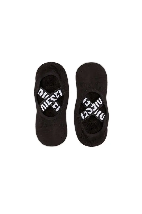 DIESEL® Stretch Cotton Ankle Socks With Over-strap Design - Nero