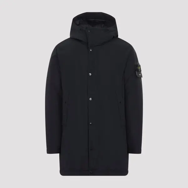 Stone Island Padded Long Parka Jacket - Black