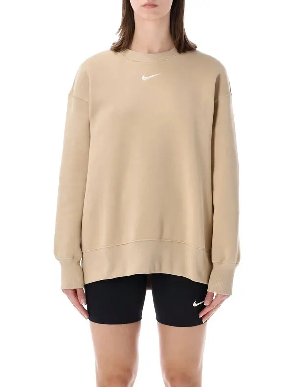 Nike Oversized Fleece Crewneck Sweatshirt - Linen