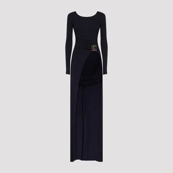 Elisabetta Franchi Long Sleeve Draped Maxi Dress