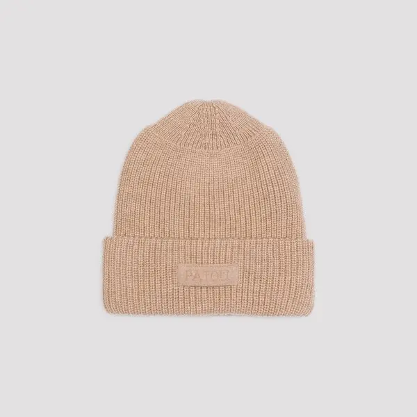 PATOU Knit Ribbed Beanie Hat - Brown