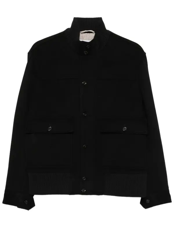 LARDINI Wool-cashmere Jacket With Button & Zip Closure - Nero