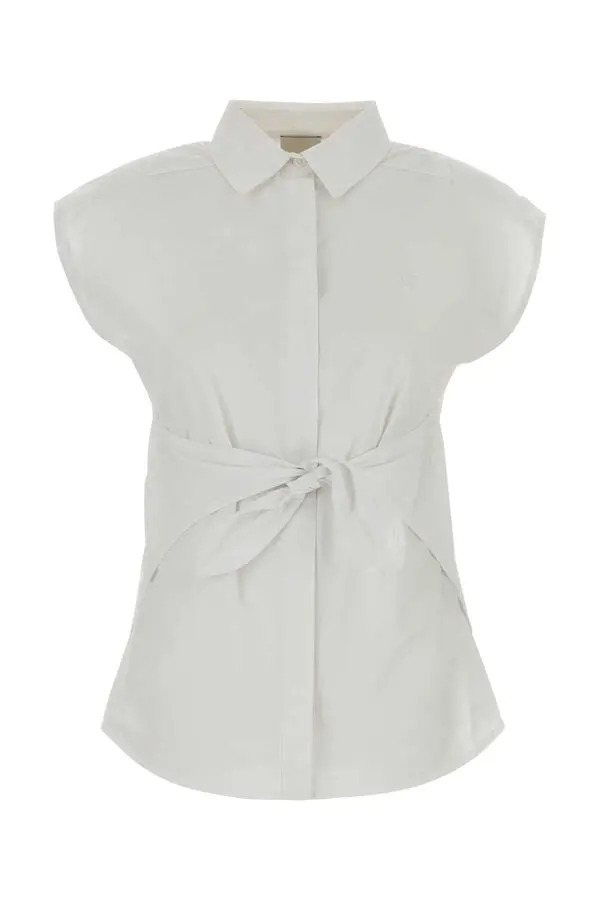 Calvin Klein Poplin Button-up Shirt With Tie Detail - White