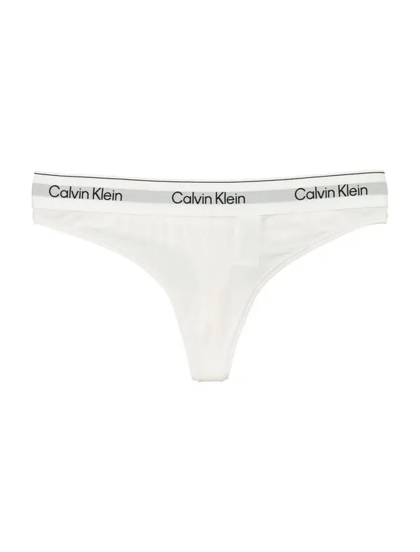 Calvin Klein Logo Waistband Thong Underwear - Bianco