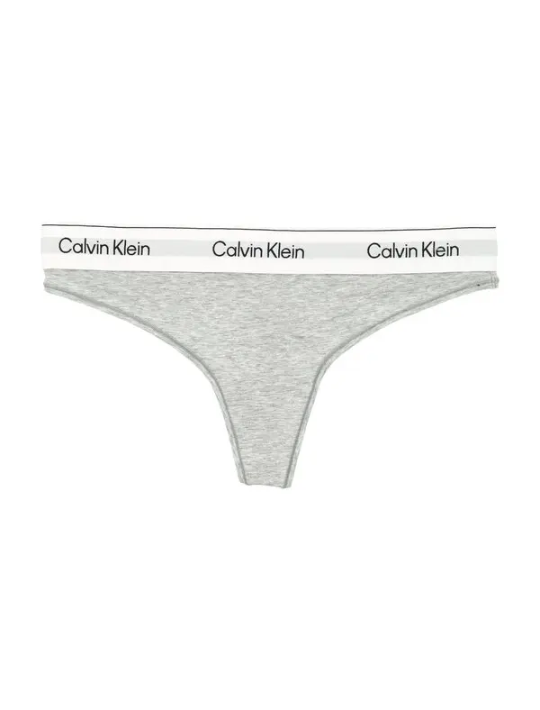 Calvin Klein Logo Waistband Thong Underwear - Grigio