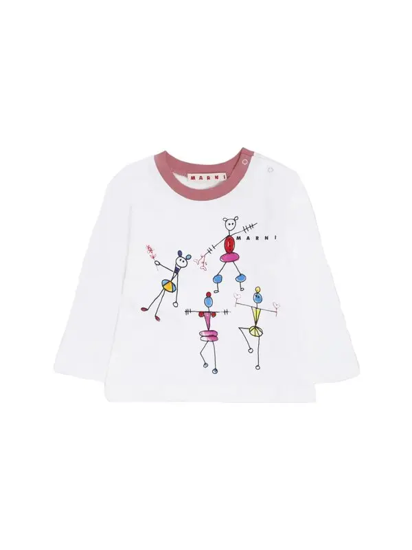 Marni Baby Girls Stylized Logo Cotton T-shirt